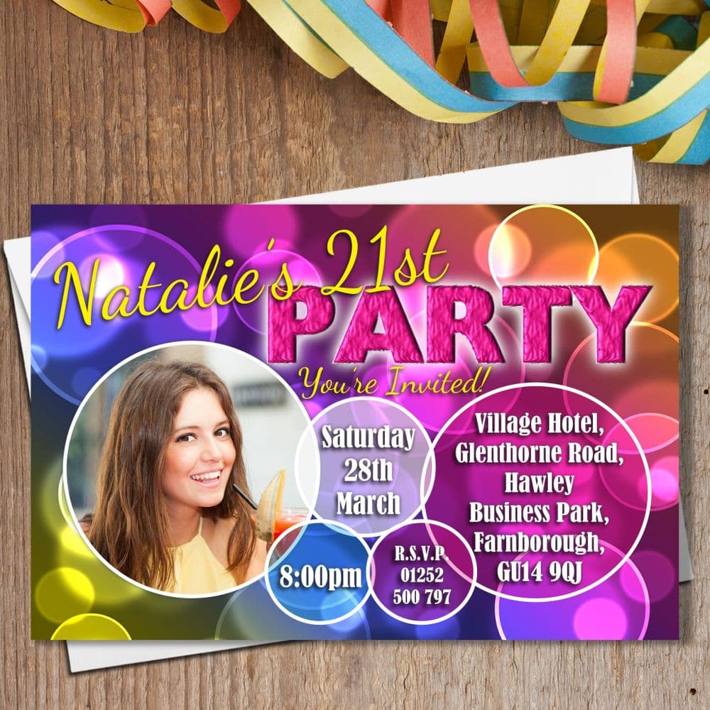 10 Personalised Bubbles Birthday Party PHOTO Invitations N180
