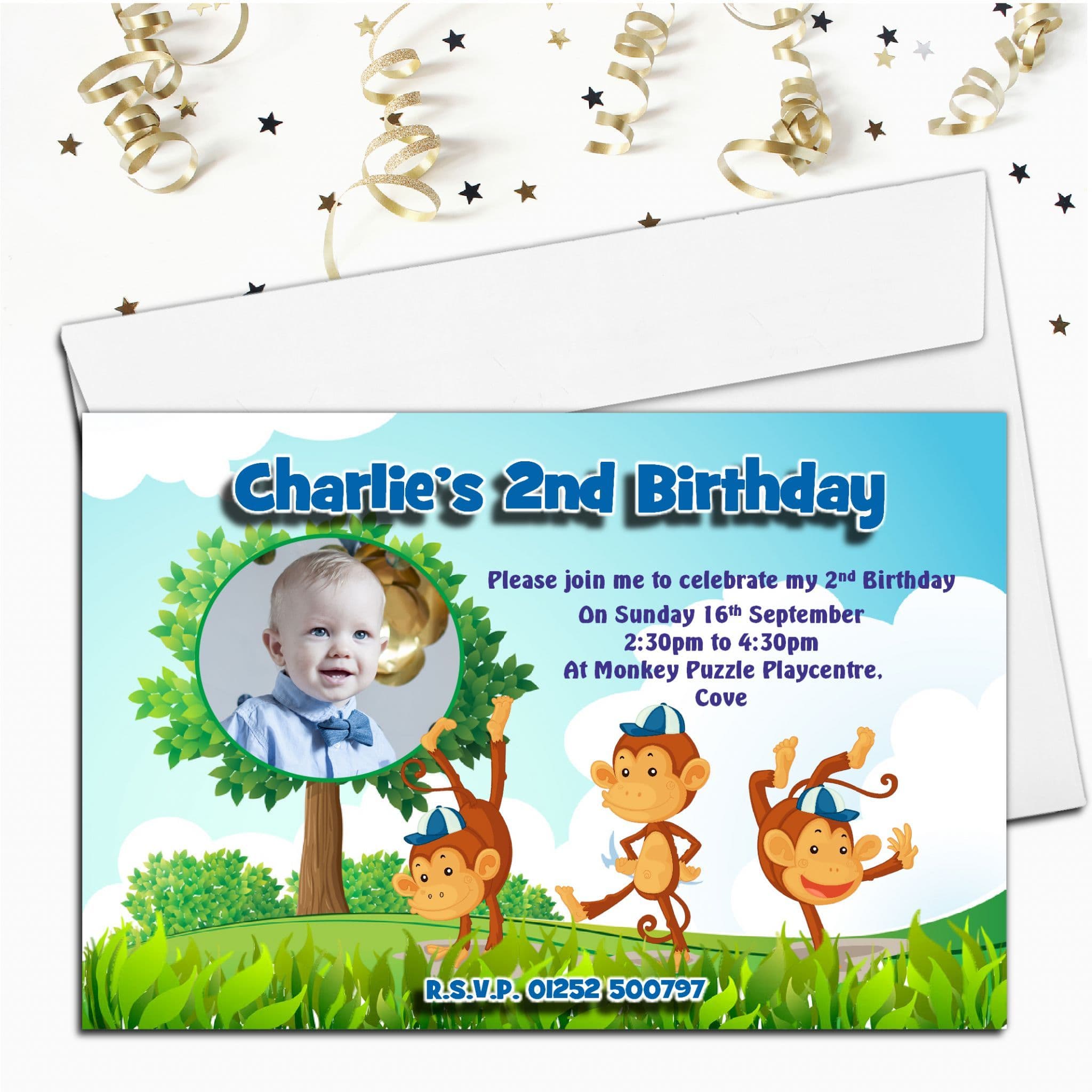 Monkey Birthday Invitations For Boys