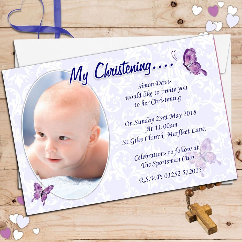 10 Personalised Christening Baptism PHOTO Invitations N69