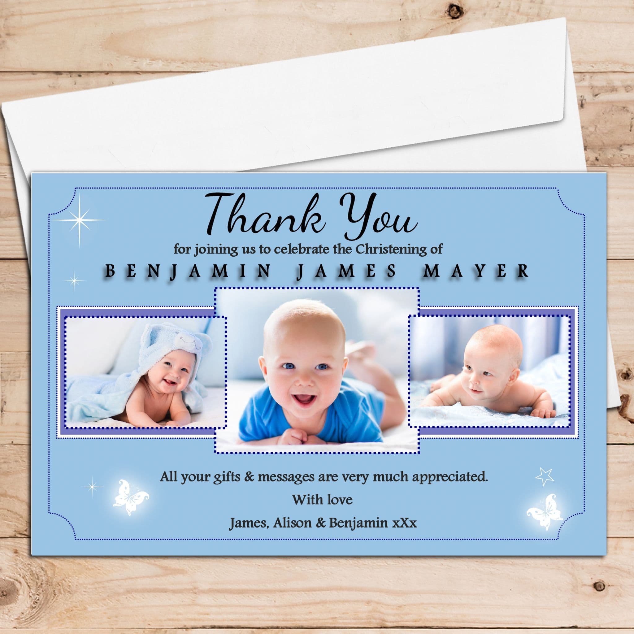Examples Of Thank You Cards For Christening Photo Christening