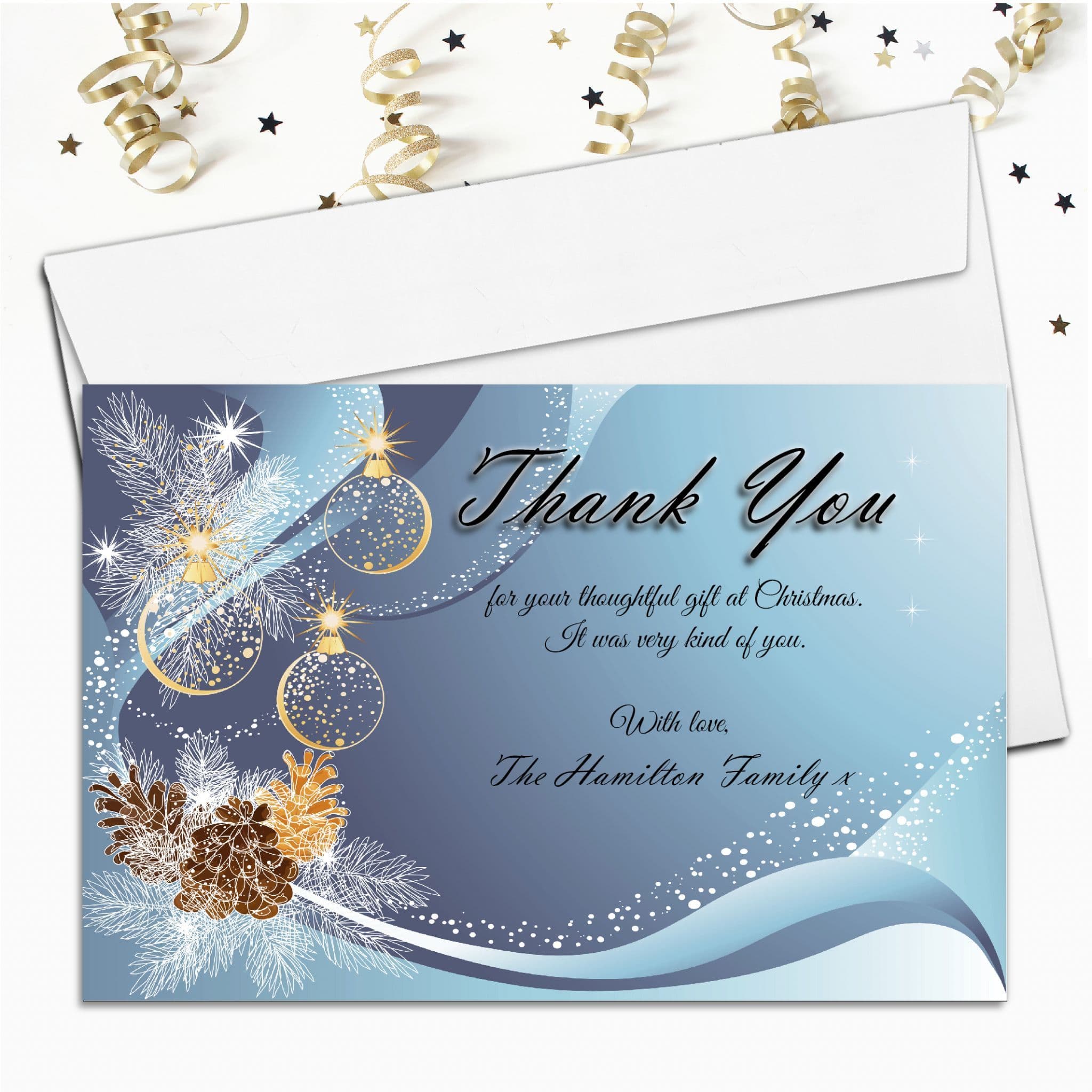 10 Personalised Christmas Xmas Thank you Cards N22