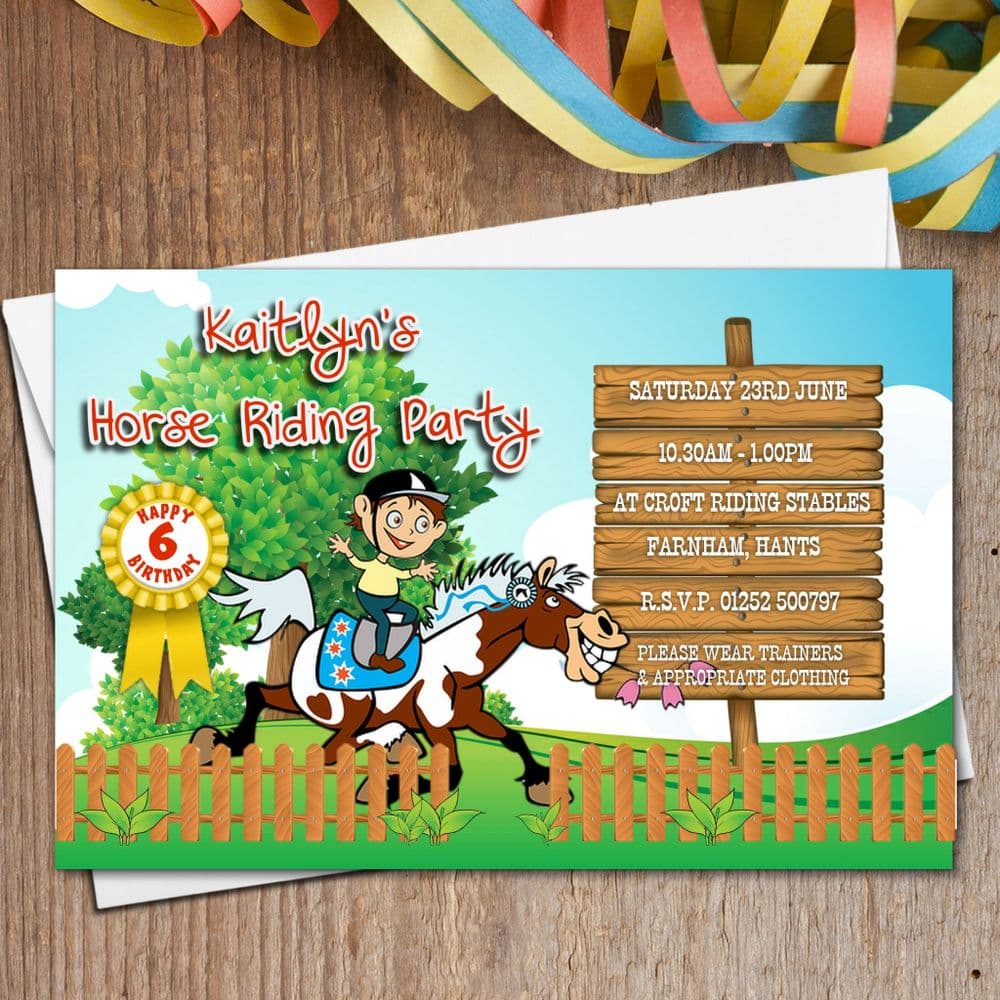 10 Personalised Horse Pony Riding Birthday Party Invitations N161