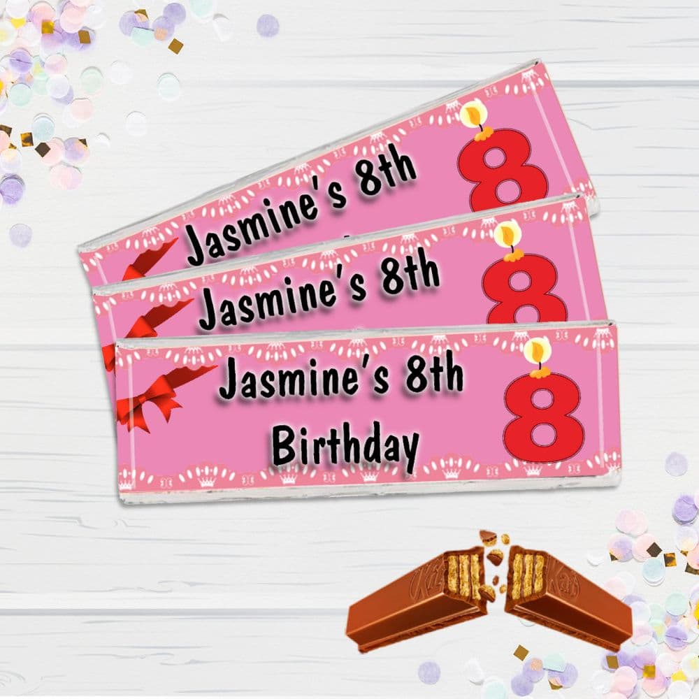 6 x Personalised 2 Finger KitKat Chocolate Favours - Happy Birthday N1