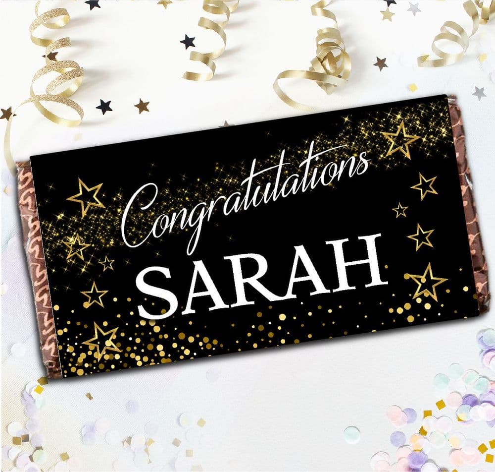 Personalised Congratulations Milk Chocolate Bar - Gift N127 Star Sparkle