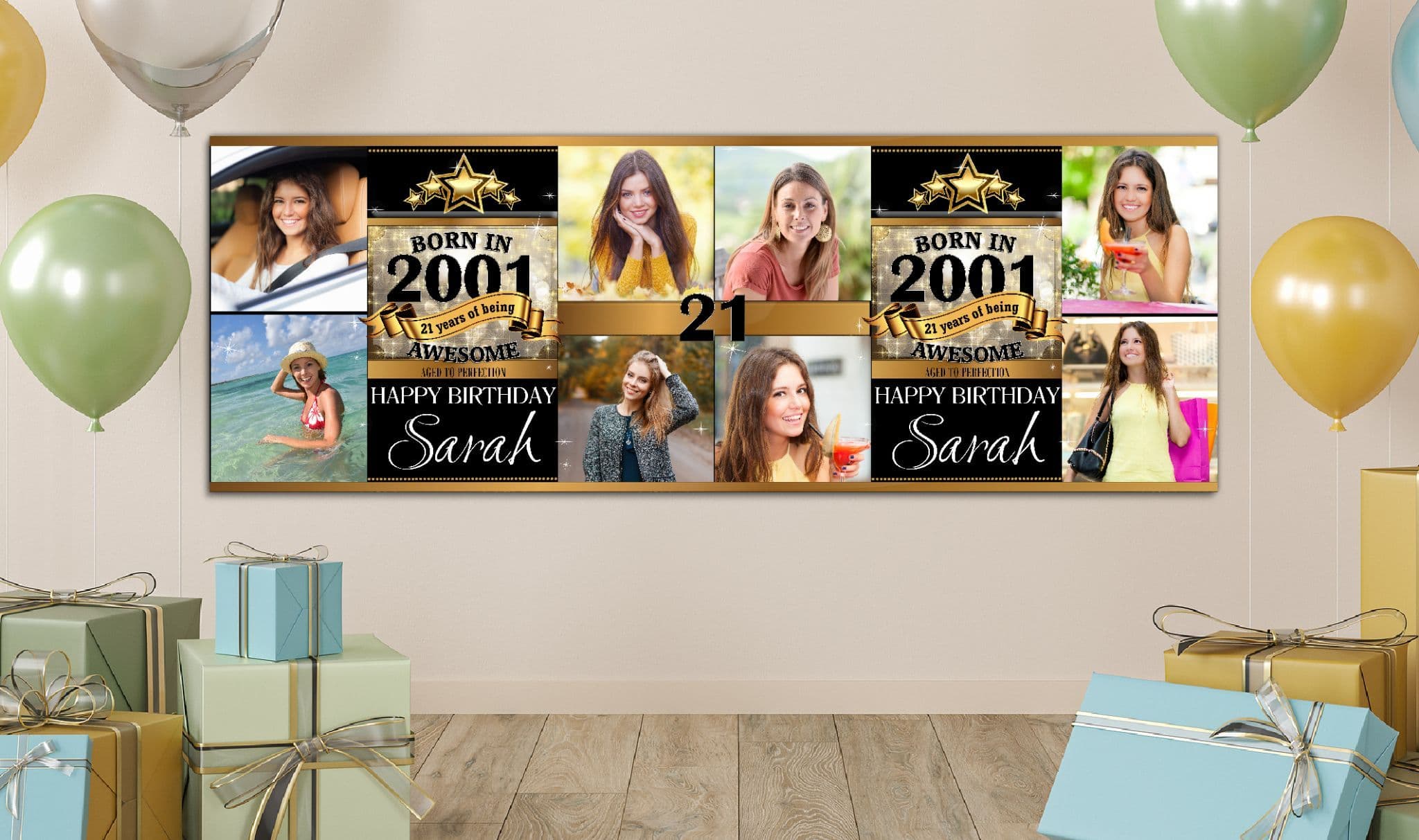 Theme Birthday Celebration Poster Personalised GIANT Large Black