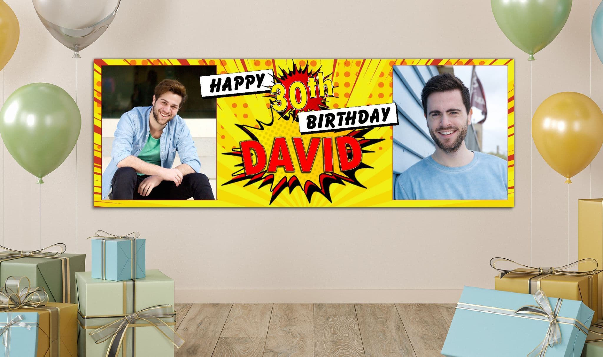 Personalised GIANT Large Comic Style Happy Birthday PHOTO Poster Banner ...
