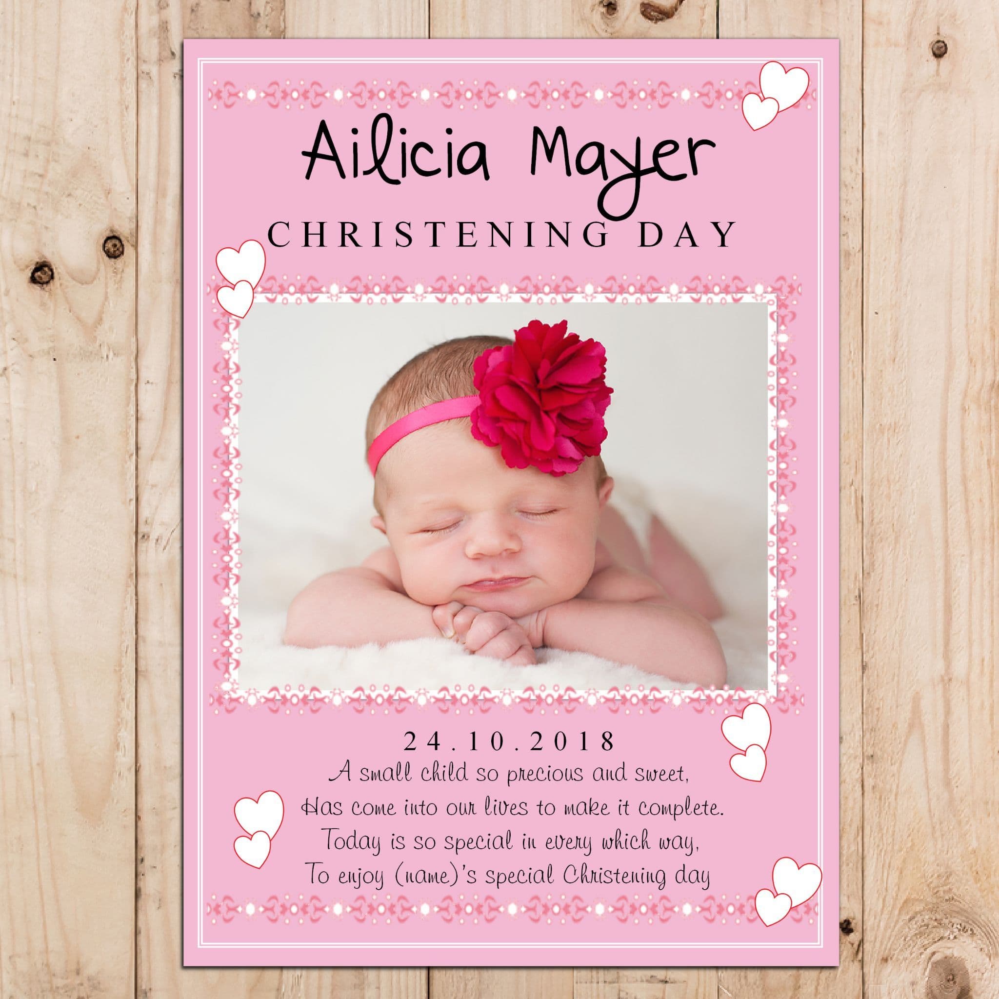 Personalised Girls Pink Christening Baptism Party PHOTO Banner Poster N28