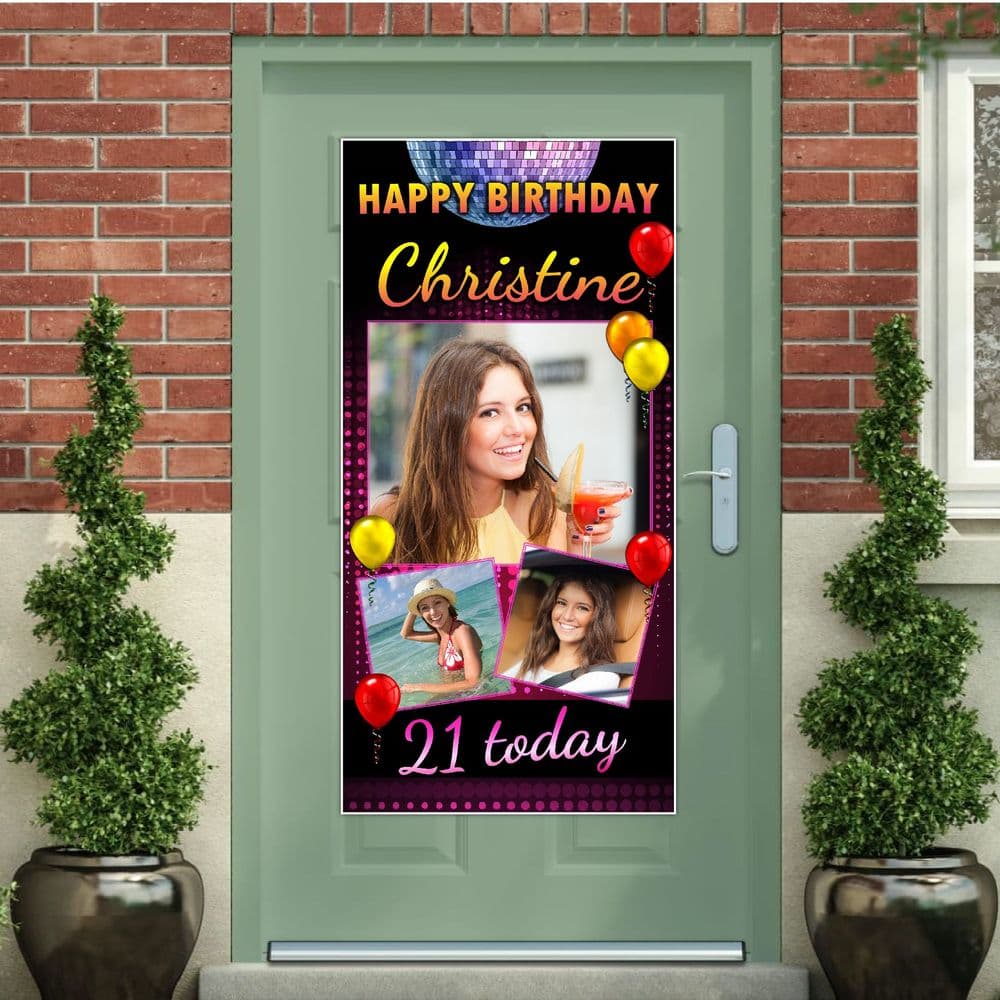Personalised Happy Birthday Door PHOTO Banner Poster N21