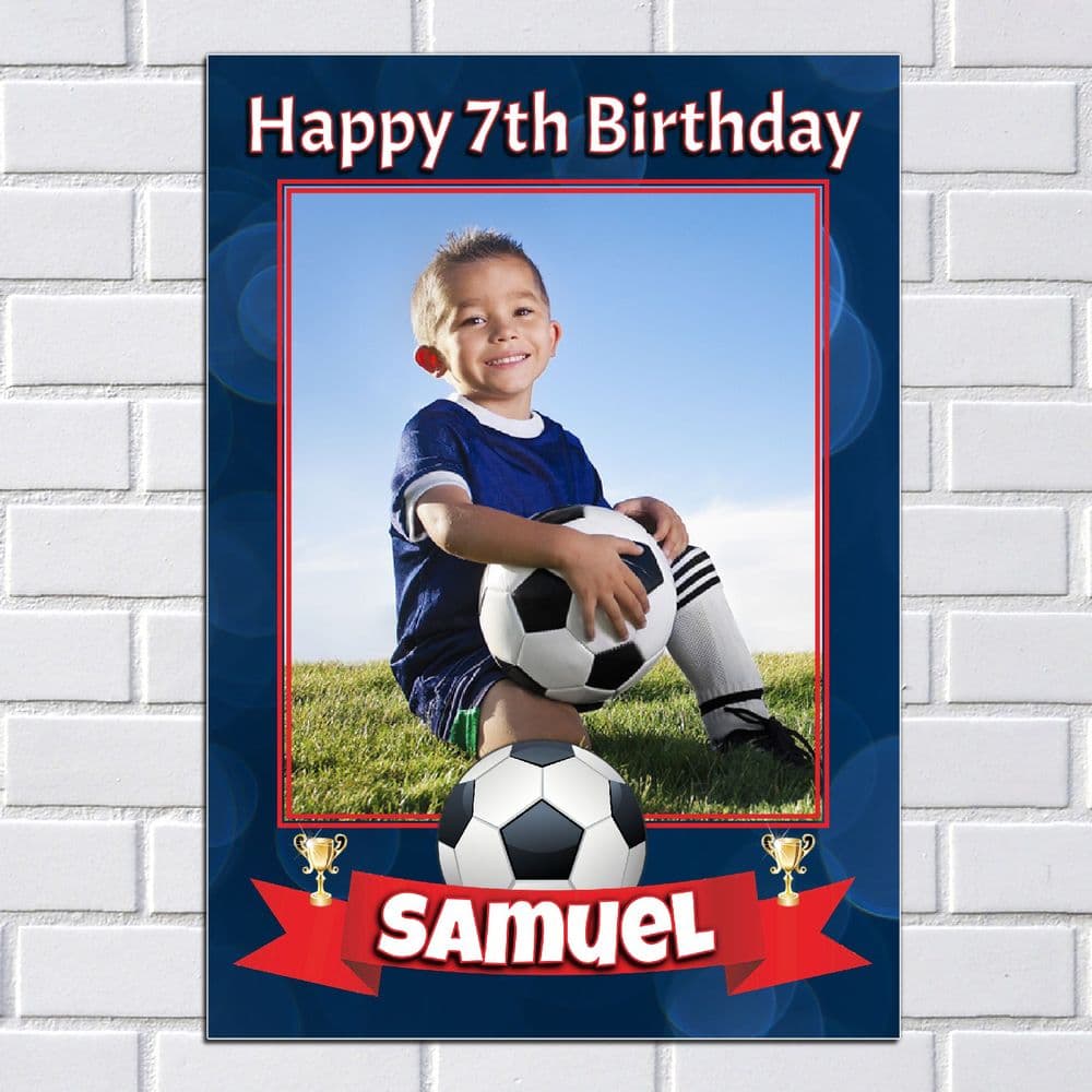 Personalised Happy Birthday Football Party PHOTO Poster Banner ...