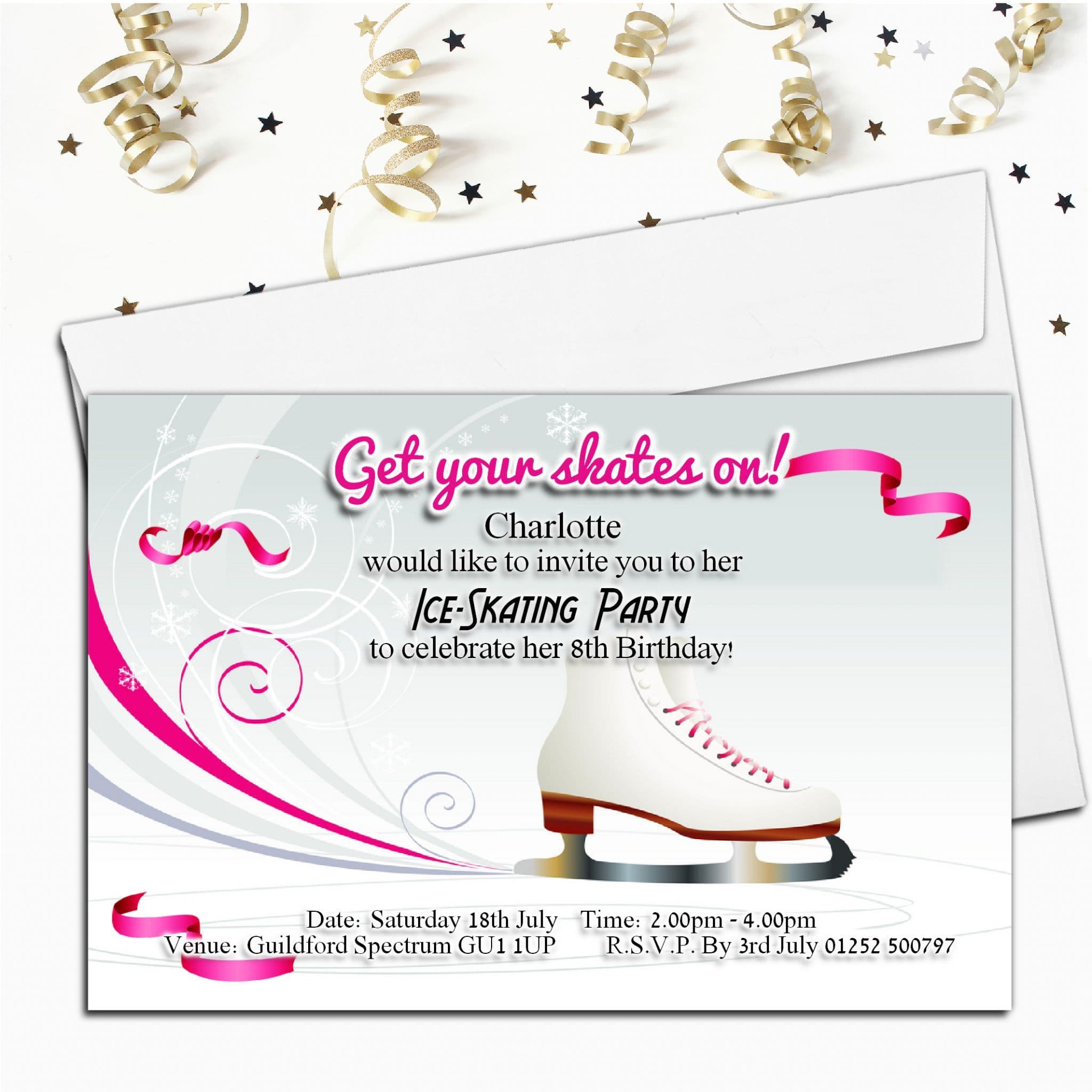 Boy Skating Birthday Invitation 30 Pack Ice Skating Kids Birthday