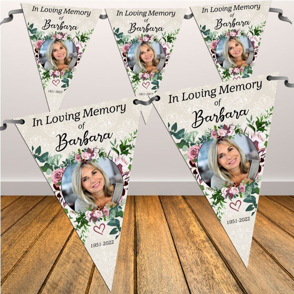 Personalised In Loving Memory Memorial Flag Photo Bunting Banner - N103