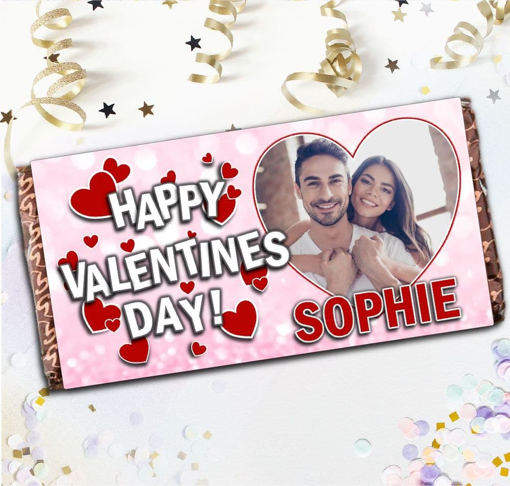Personalised Love Hearts Happy Valentines Day Milk Chocolate Bar - Gift ...
