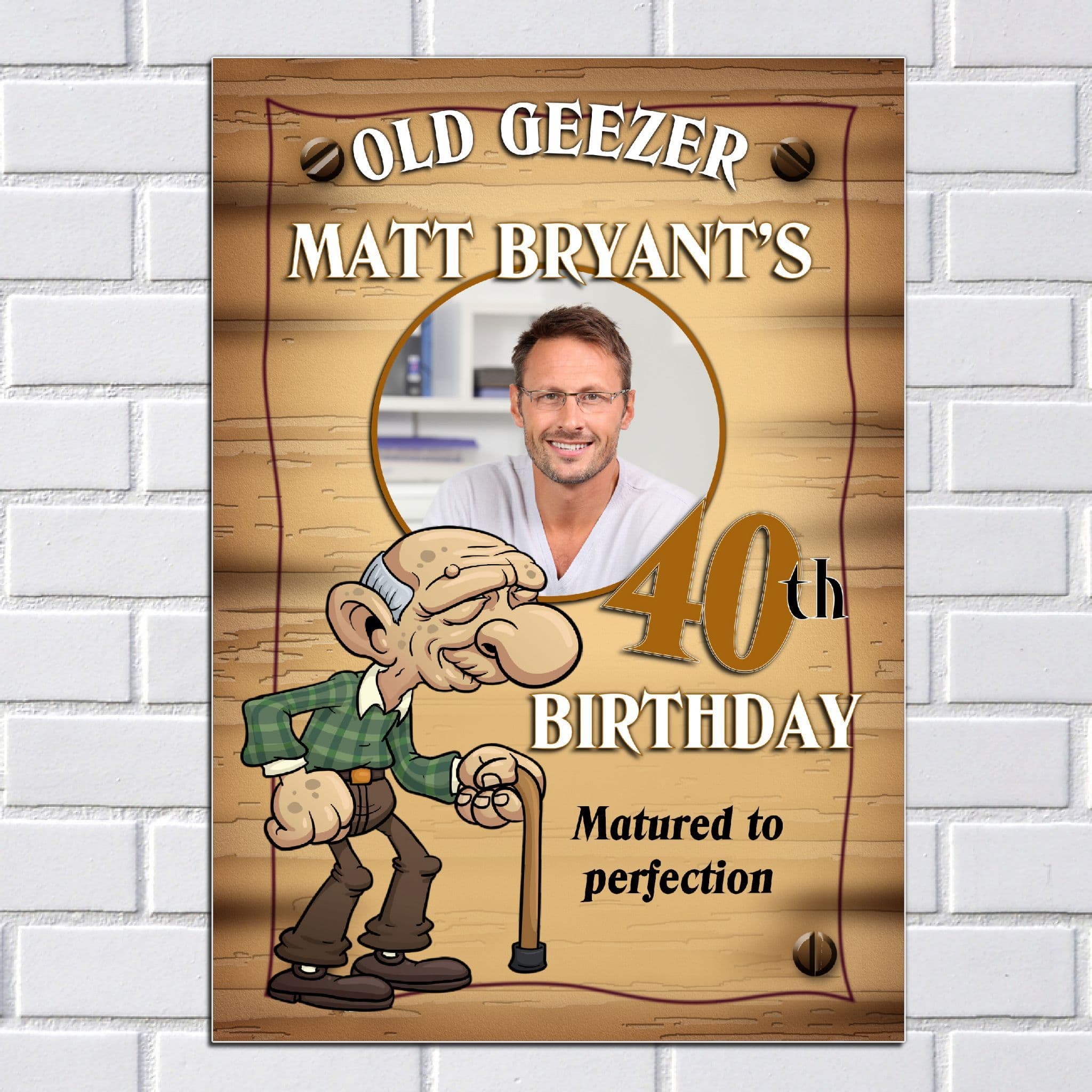 Personalised Old Geezer Happy Birthday Party PHOTO Banner Poster N23