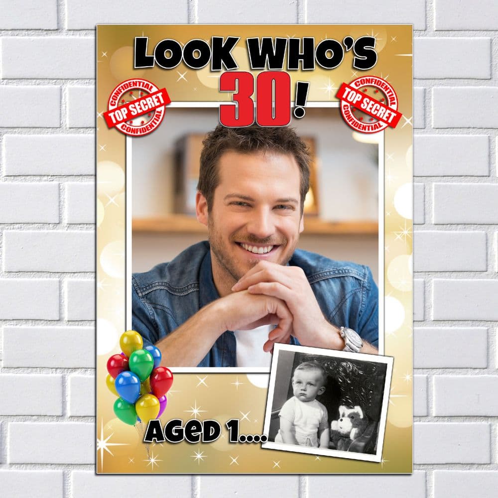 Personalised Surprise Secret Happy Birthday Party PHOTO Banner Poster N10