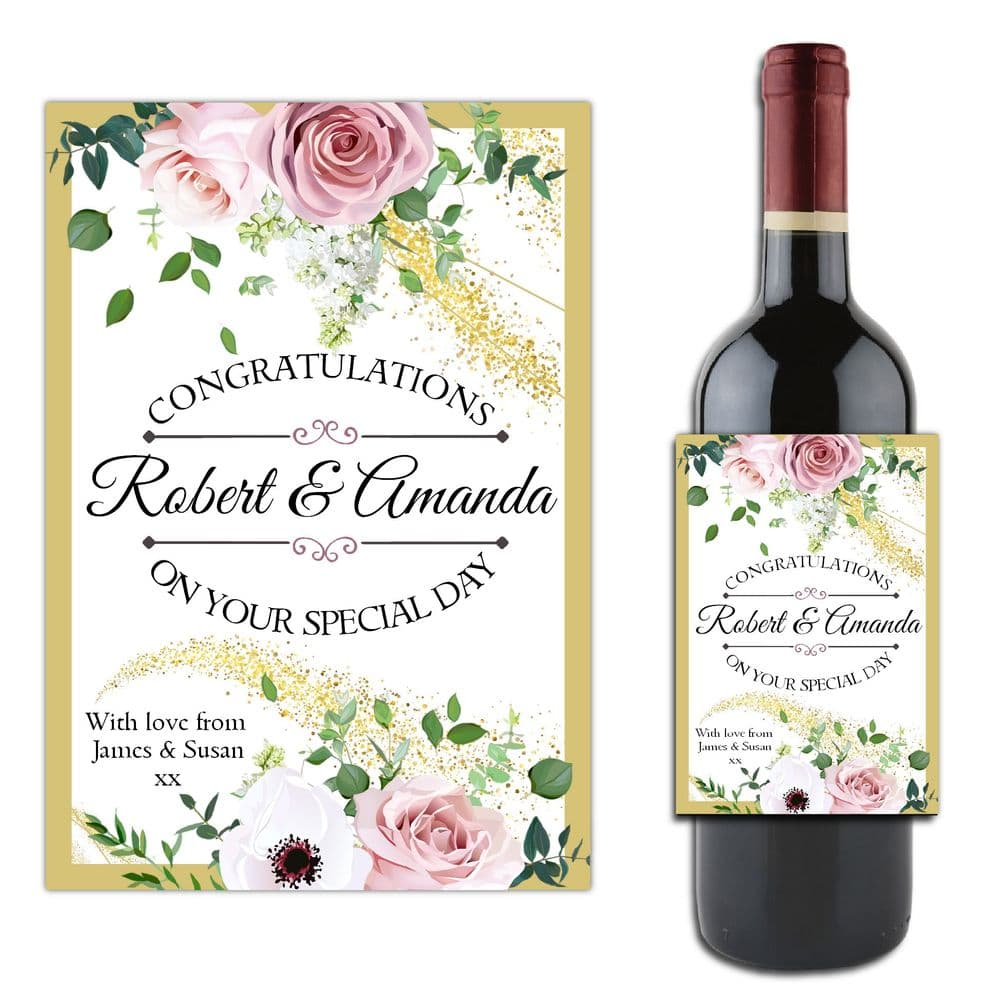 Personalised Wedding Congratulations Wine / Champagne Bottle Label N180