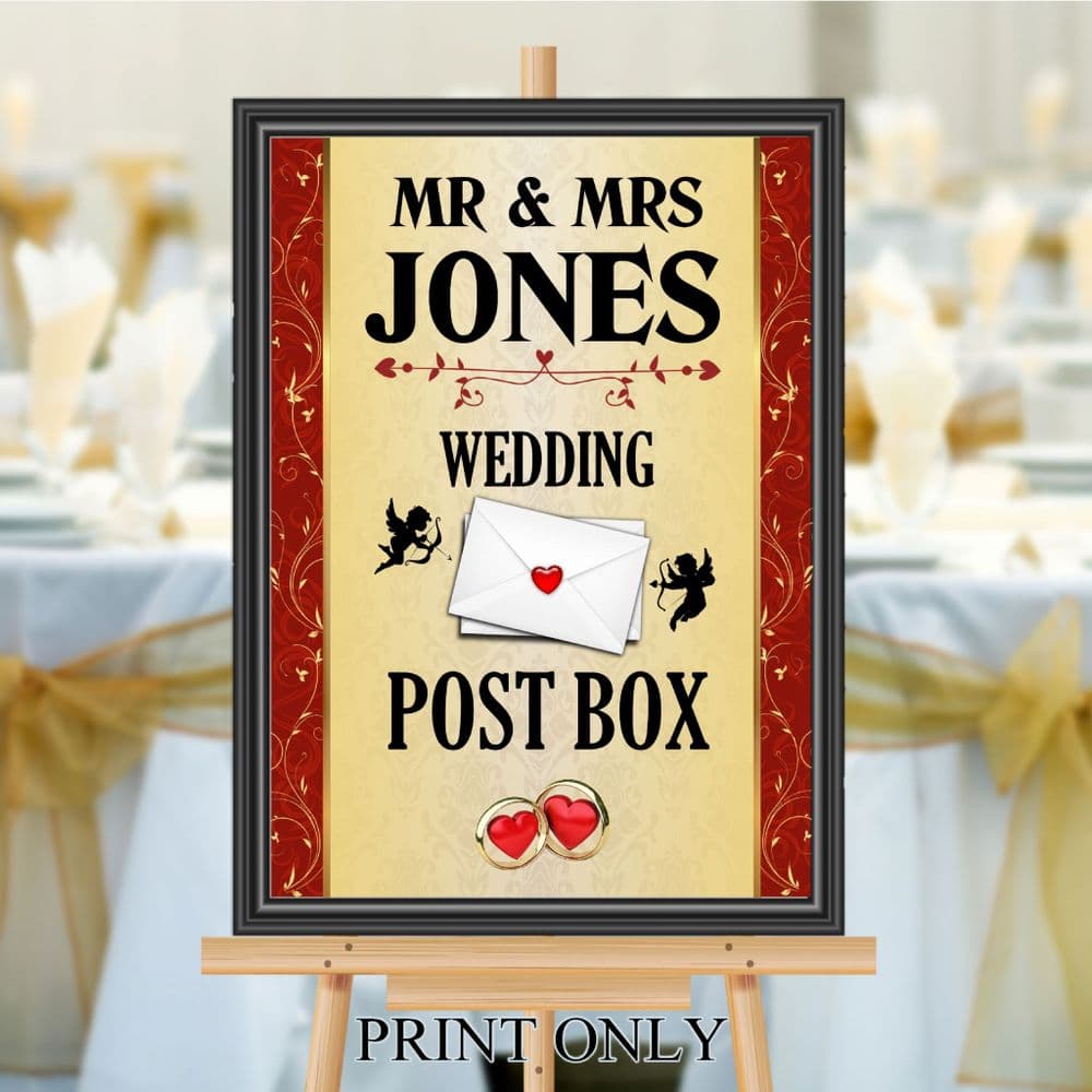 Personalised Wedding Money & Cards Post Box Sign Poster Banner - Print N204