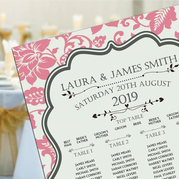 Personalised Wedding Table Seating Plan Names Numbers Large Print A1 A2 ...