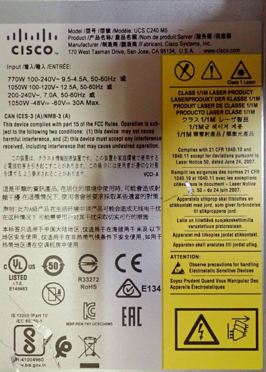 10 x Cisco C240 M5 custom spec