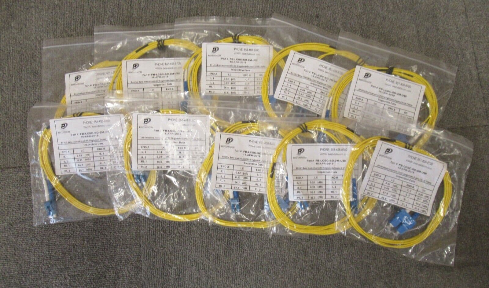 10 x New B3 Ultra Bend Insensitive 2M LC-SC Duplex 8 3/125 SM Fiber ...