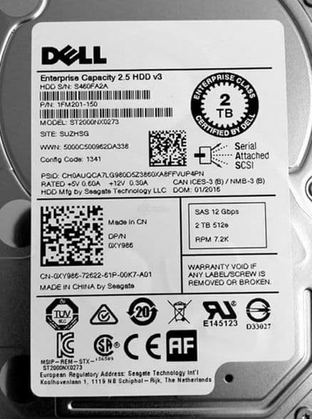 12x Dell 2TB 2 5" 12G 7 2k SAS SFF Hard Drive HDD In 13/14th Series ...