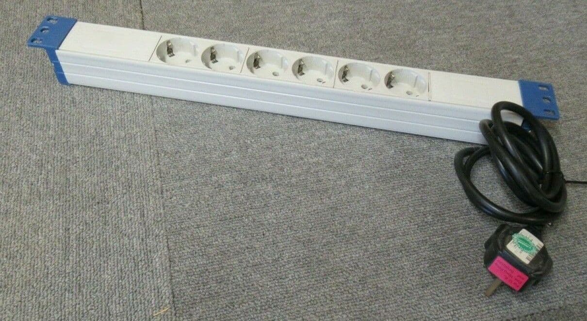 13A UK plug To 6 Gang EU Power Distribution Unit 1U 19" 3 EU Power ...