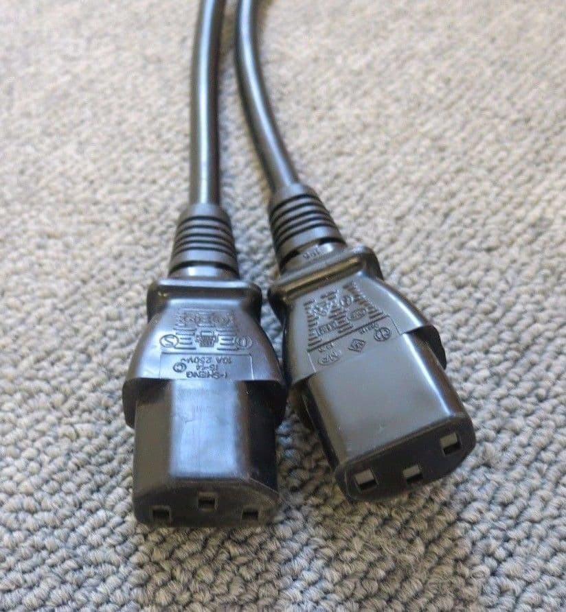 2 Meters Double Splitter UK Mains Kettle Lead C13 to 3 Pin Plug Cable