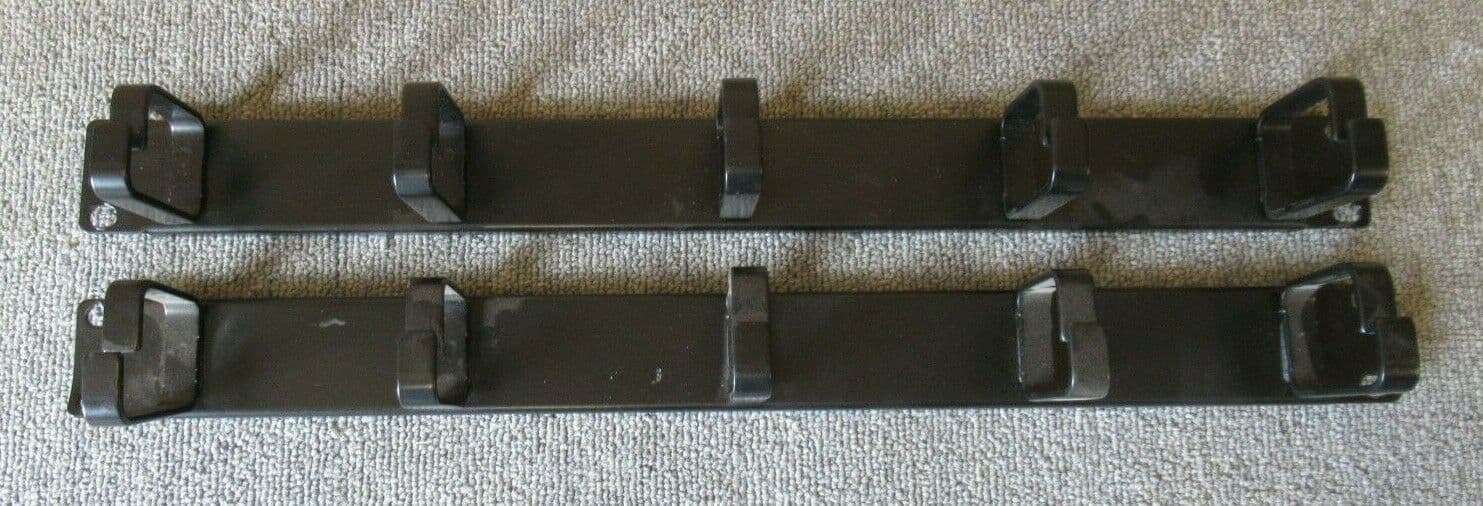2 x Black 5 Ring / Hoops Cabinet Cable Tidy Bar Vertical 19" 1U Data Rack