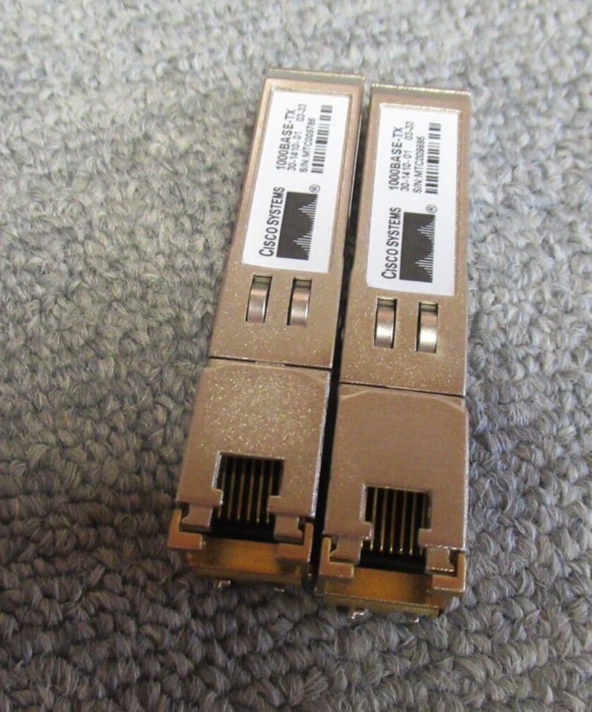 2 x Cisco 30-1410-01 1000BASE-TX SFP Gigabit Interface Converter Plug ...
