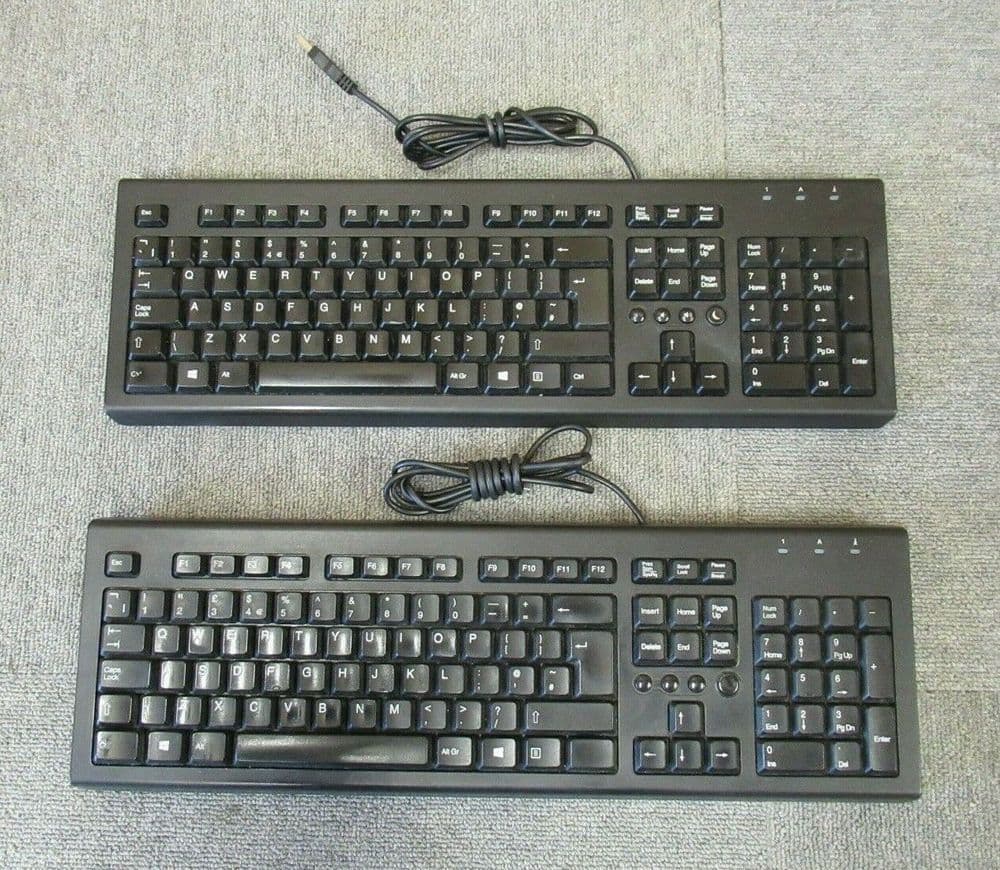 2 x HP 697737-031 Wired USB QWERTY UK Multimedia Straight Keyboard Black