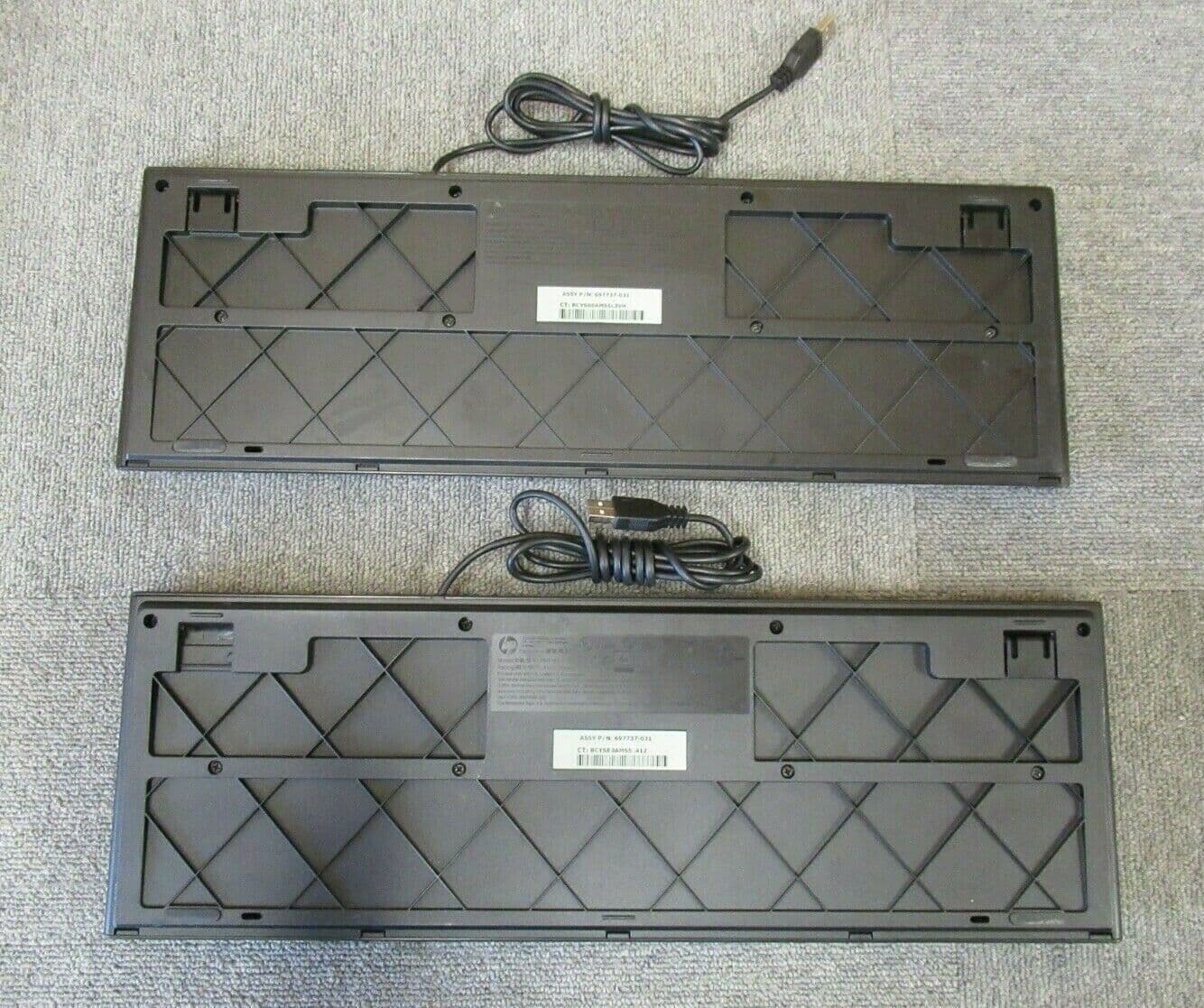 2 x HP 697737-031 Wired USB QWERTY UK Multimedia Straight Keyboard Black