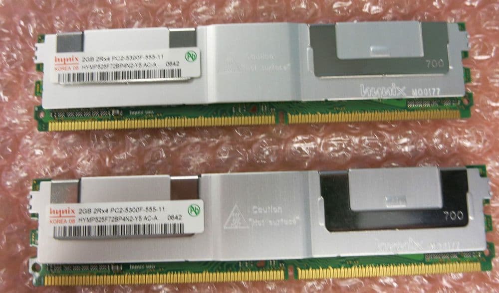 2 x HYNIX HYMP525F72BP4N2-Y5 2GB RAM DDR2 PC2-5300 ECC Fully Buffered ...