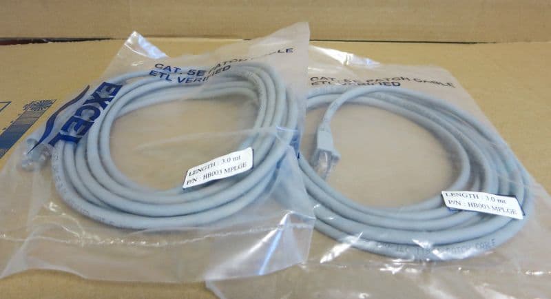2 x NEW Excel RJ45 Ethernet 3m Cat5e Grey Patch Cable - P/N HB003-MPLGE
