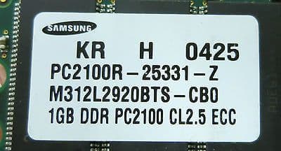 2 x Samsung PC2100R-25331-Z 1GB RAM Memory DDR PC2100 CL2 5 ECC