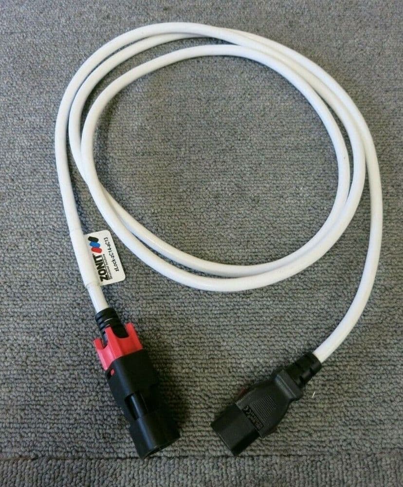 2 x Zonit zLock-zC14-17-aC13-2m-WE IEC Dual Locking Cable 2M White C14 ...