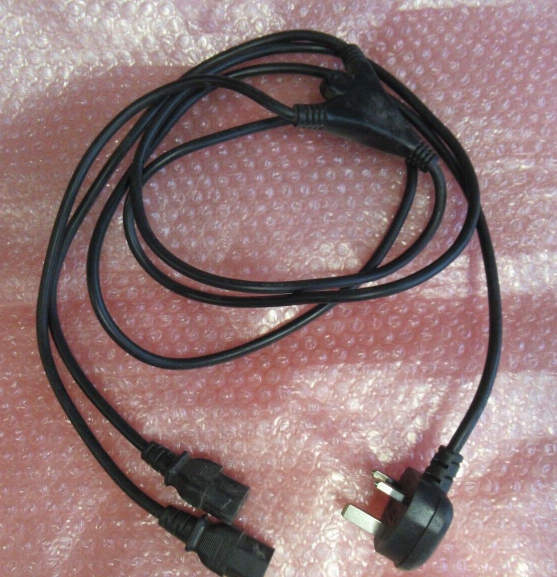 2 5 Meters Double Splitter UK Mains Kettle Lead C13 to 3 Pin Plug Cable