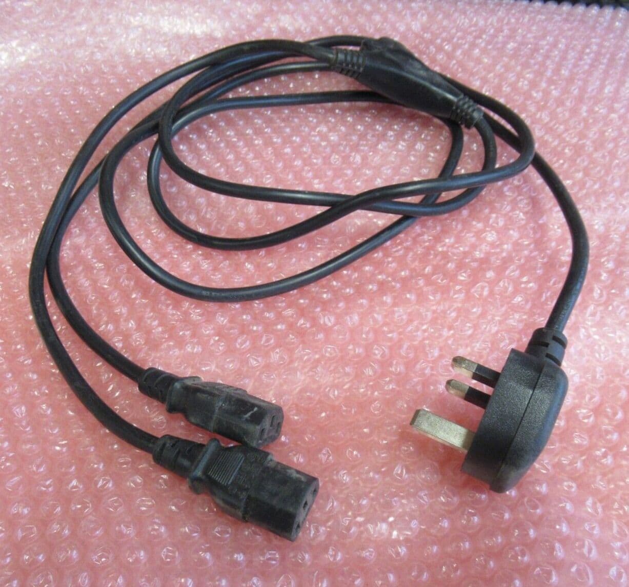 2 5 Meters Double Splitter UK Mains Kettle Lead C13 to 3 Pin Plug Cable