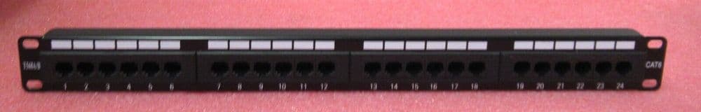 24 Port Cat6 RJ45 Ethernet Rear Punch Down Patch Panel 1U 19" Rackmount