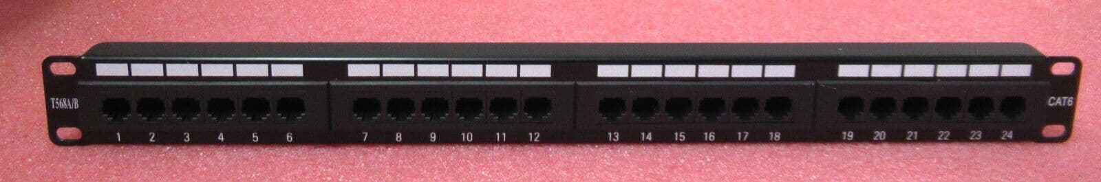24 Port Cat6 RJ45 Ethernet Rear Punch Down Patch Panel 1U 19" Rackmount