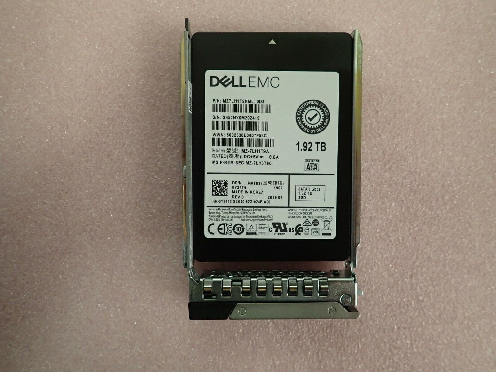 24x New Dell 1 92TB SATA 6G 2 5" RI SSD Y24T6 MZ-7LH1T9A 14th Series Caddy