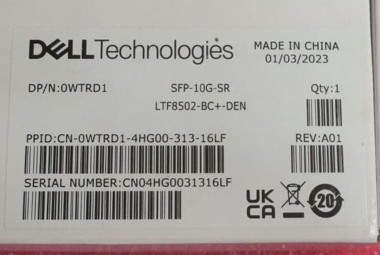 24x NEW Dell WTRD1 10GBASE-SR 850nm MMF LC SFP LTF8502-BC -DEN 407-BBOU