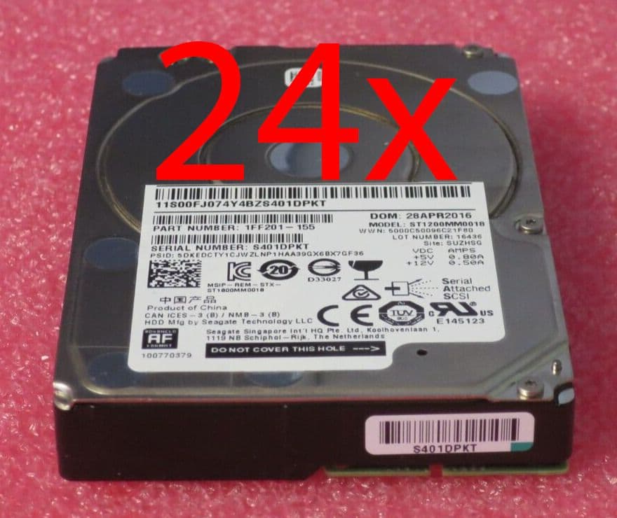 24x Seagate 1 2TB 2 5& x22; 10K SAS 12Gb/s AF HotSwap 2 5& x22 ...