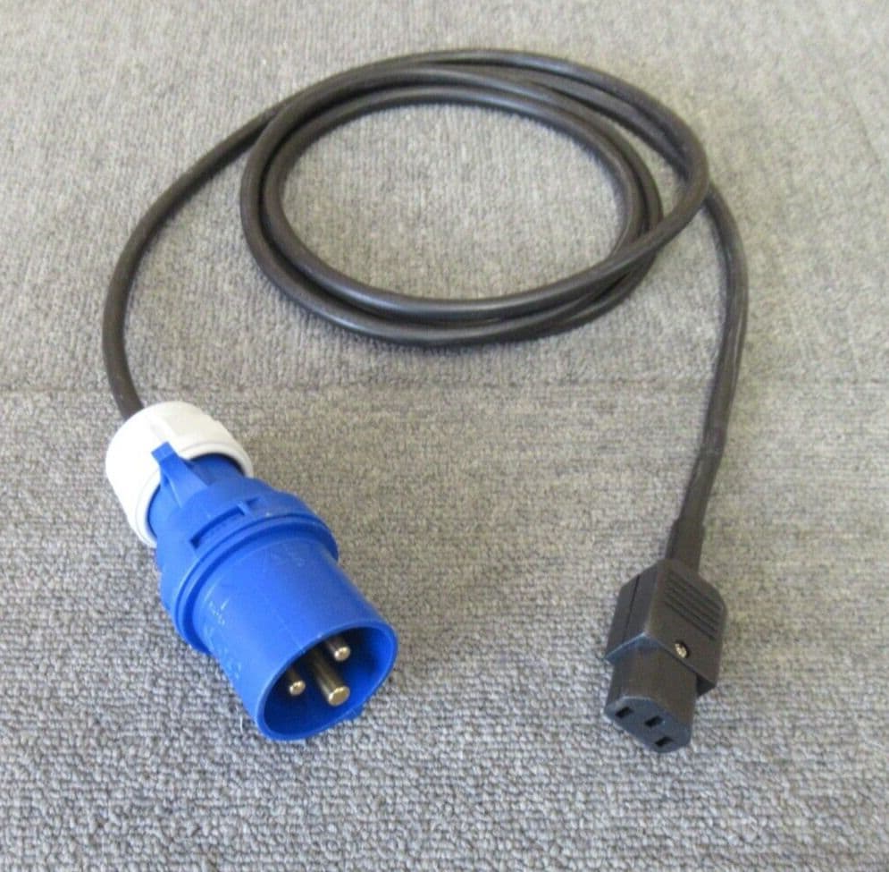 2M IEC C13 Female To IP44 16A PCE Commando Blue Plug Male Power Lead Cable