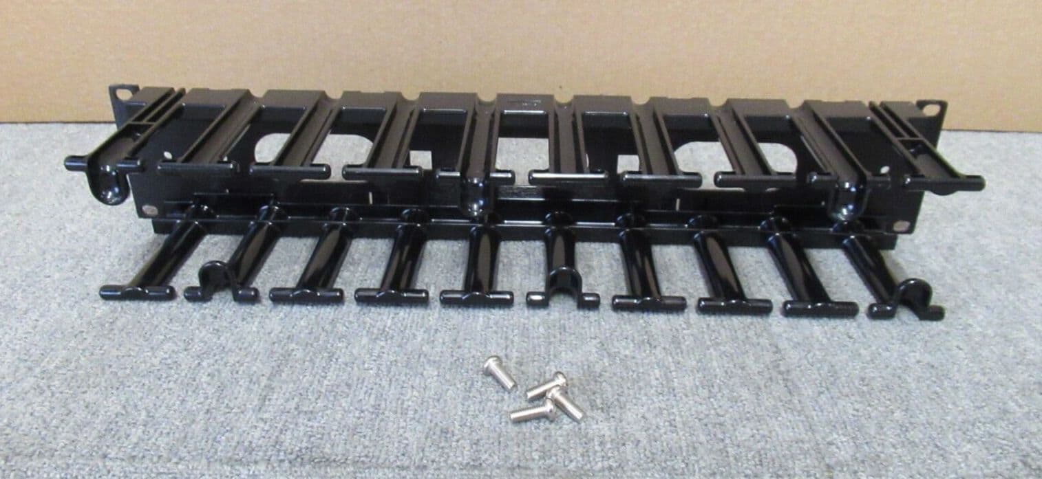 2U Horizontal 19" Rackmount Cable Manager Black Single Sided With Screws