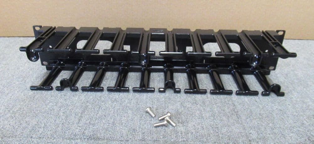 2U Horizontal 19" Rackmount Cable Manager Black Single Sided With Screws