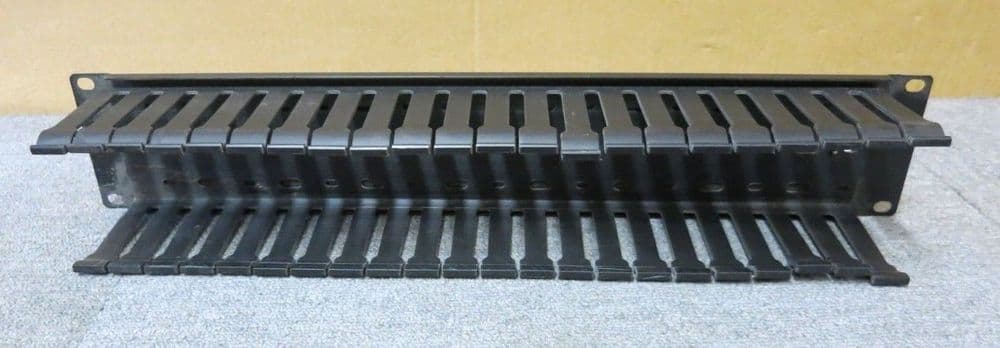 2U Horizontal Finger Duct Rack Cable Management Panel Black Without Cover