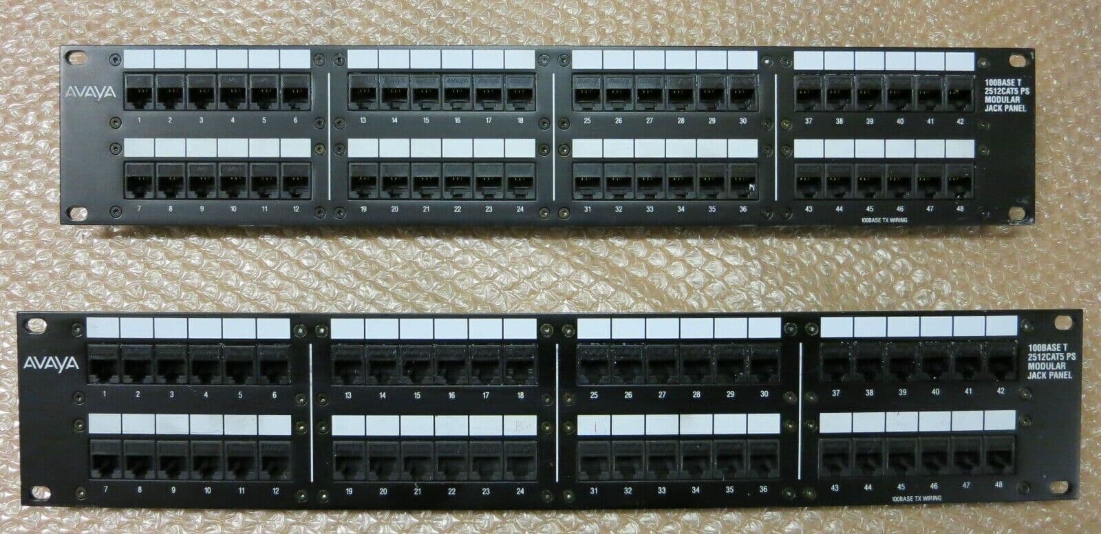 2x Avaya 48-Port 100Base-TX 2512 CAT5 PS Modular Jack Panel PNL ...