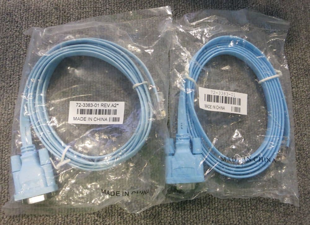 2x Cisco DB9 to RJ45 6ft Flat Ribbon Roll-Over Cable Networking 72-3383-01