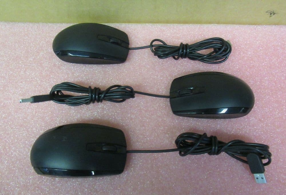 3 x HP 697738-001 N910U Black USB Wired 3 Button Optical Scroll Wheel Mouse
