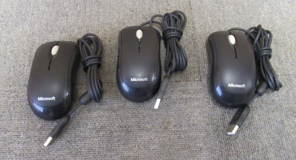 3 x Microsoft MSK-1113 X821908-002 Black USB Wired 3-Button Basic ...