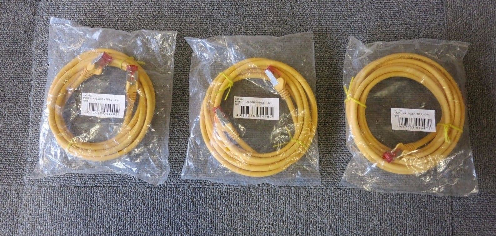 3 x New Sealed Cat6 Ethernet Network RJ45 Patch Leads Cables 2/3 Meters ...